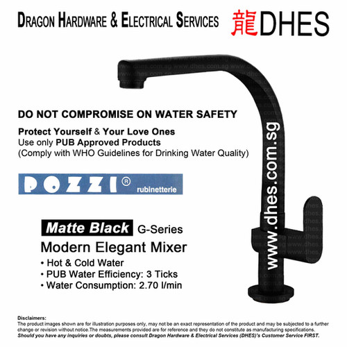 Pozzi Matte Black Bold Modern Minimalist Kitchen Sink Faucet Mixer G ...