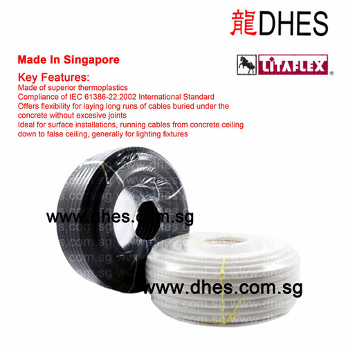 Litaflex 16mm Black PVC Electrical Corrugated Conduit Made in Singapore ...