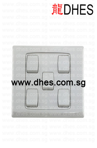 MK Slimline Plus Standard Rocker 5 Gang 1-Way 2-Way 10A Switch S8875 ...