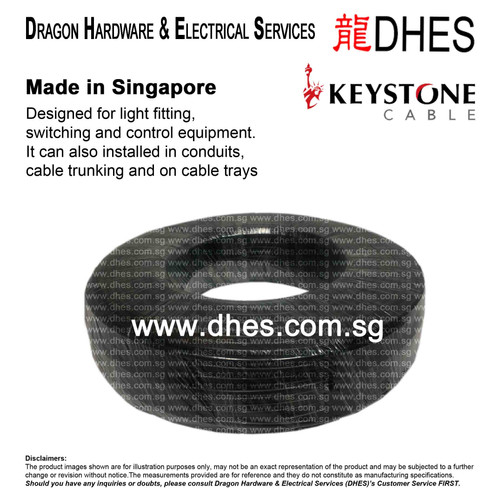 Keystone 1 Core 1C 16.0mm2 x 7/1.70mm Black PVC Insulated Wire Cable ...