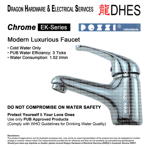 Pozzi EK-Series 721 Chrome Bold Modern Elegant Design Bathroom Basin ...