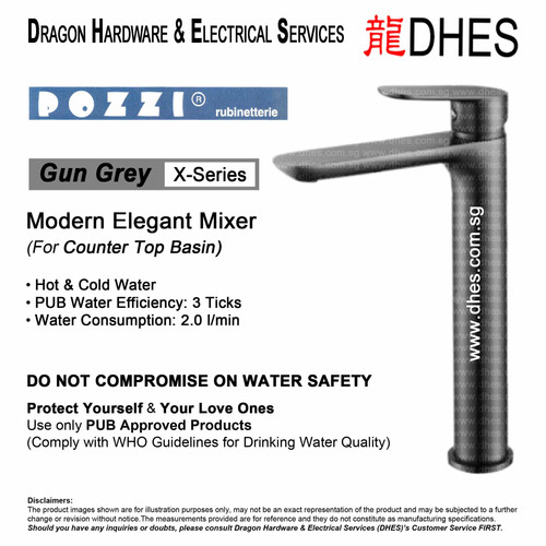 Pozzi X-Series 921 Gun Grey Modern Elegant Exquisite Counter Top ...