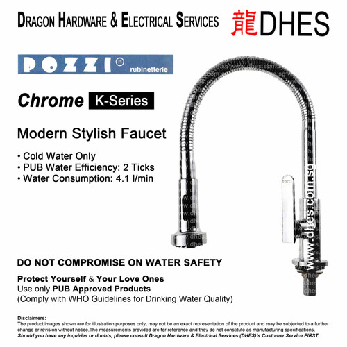 Pozzi K-Series 4000 Chrome Bold Modern Minimalist Kitchen Sink Faucet ...