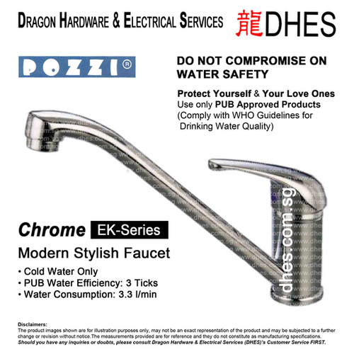 Pozzi EK-Series 720 Chrome Bold Modern Minimalist Kitchen Sink Faucet ...