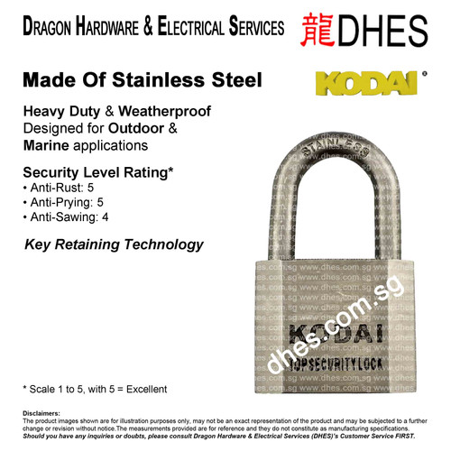 Kodai 50mm Stainless Steel Anti Rust Key Retaining Standard Shackle ...