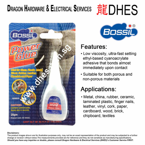 Bossil Ultra-Fast Setting Ethyl-Based Cyanoacrylate Adhesive Power Glue ...