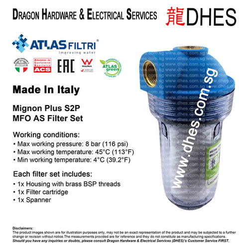Atlas Filtri Mignon Plus S2P MFO AS Housing And Filter Cartridge ...