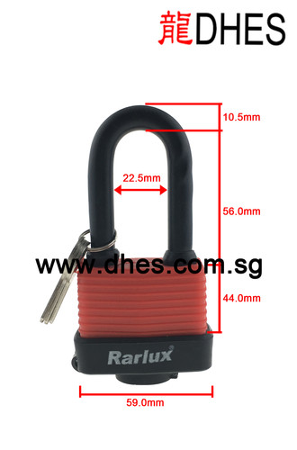 Rarlux 50mm Waterproof Laminated Long Shackle Padlock | Dragon Hardware ...