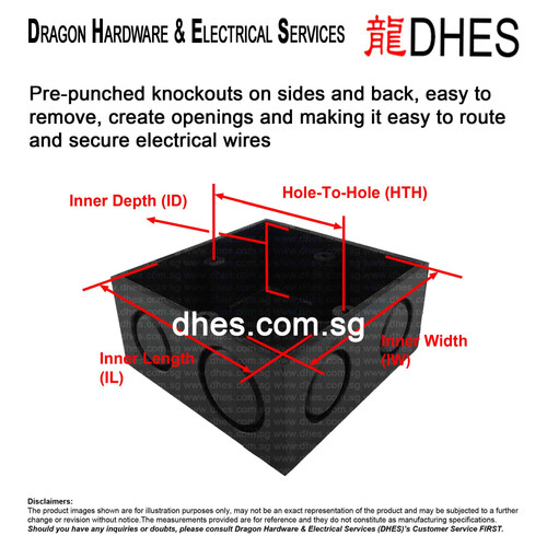 DHES 2 Gang ABS Black Knockout KO Surface Box Made in Singapore 2747 ...