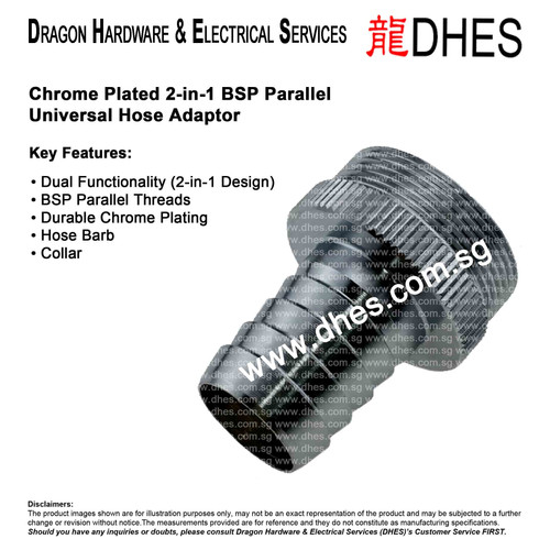 DHES 2-in-1 Chrome Plated BSP Parallel Universal Hose Adaptor 2011 ...