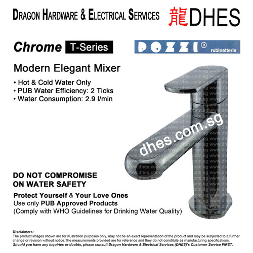 Pozzi T-Series 921 Chrome Bold Modern Elegant Design Bathroom Basin ...