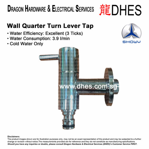 Showy ½” Quarter Turn CP Wall Bib Tap c/w Flange and Quick Coupling ...