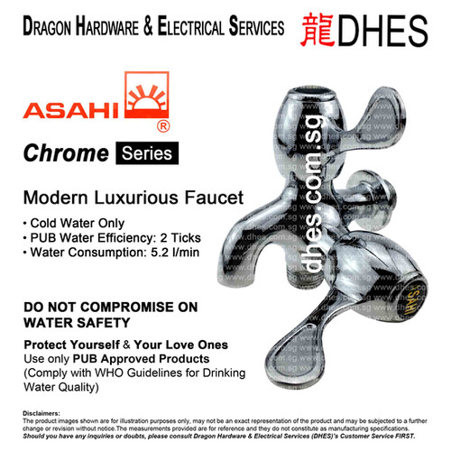 Asahi Chrome Bold Modern Elegant Design Dual Lever Wall Tap 8800 ...