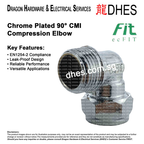 ecFIT Chrome Plated 22mm (C) x ¾” (MI) 90° CMI Compression Male Elbow ...
