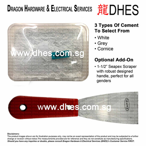 DHES Cement Powder (White, Grey And Cornice) w Seapex Scraper | Dragon ...
