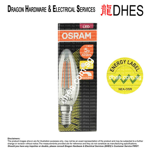 Osram Parathom Dimmable 5W 2700K Warm White Classic E14 Candle LED Bulb ...