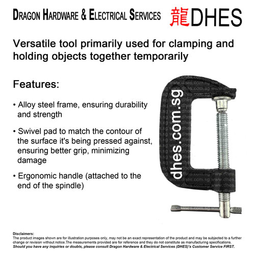 DHES G-Clamp C-Clamp Vise Grip Maximum Opening Capacity 48mm | Dragon ...