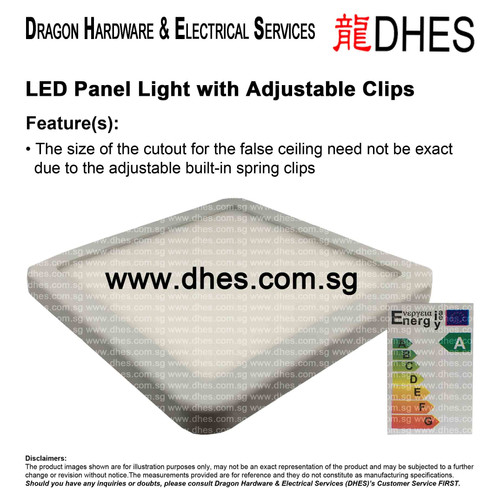 DHES 8W Square Energy Saving Recessed LED Panel Light Adjustable Spring ...