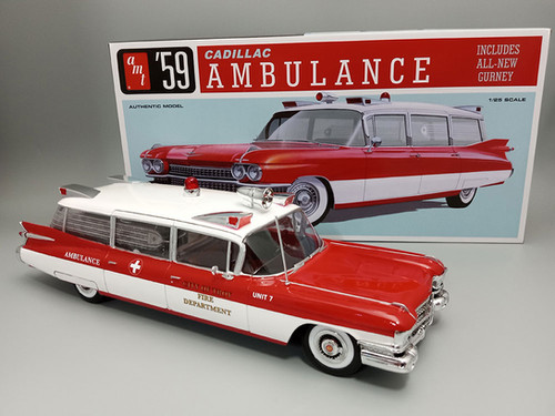 AMT NEW Model Kit '59 Cadillac Ambulance Includes ALL-NEW GURNEY 1:25 ...