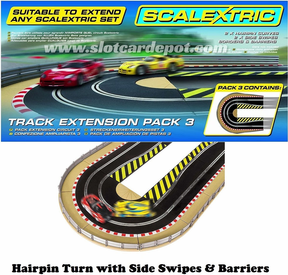 Scalextric Track Extension Hairpin Turn with Side Swipes & Barriers ...