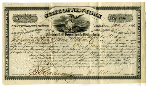 NEW YORK STATE BOUNTY BOND. | Aglimpse.com