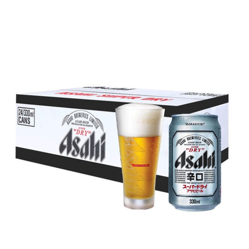 Asahi 330ml / 24 Cans with FREE 4pcs Asahi Glass | Boozify.ph