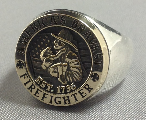 America's Bravest Two-Tone Firefighter Ring | foxandsonsco