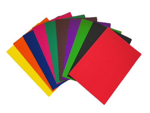 Cartón Corrugado Colores A4 Paquete x 10 165gr | Papelería Hello