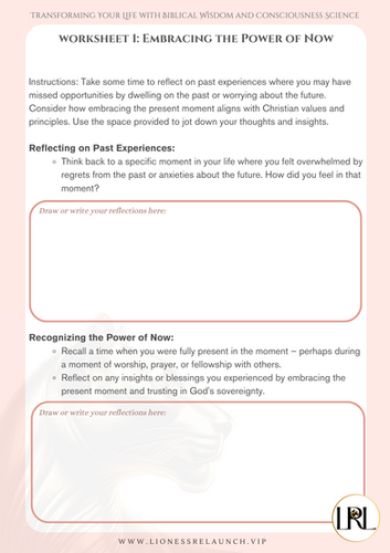 Worksheet: Embracing the Power of Now | LIONESS RELAUNCH