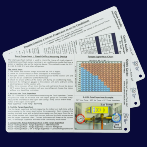HVAC Quick Reference Cards for Refrigerant Charging and Troubleshooting ...