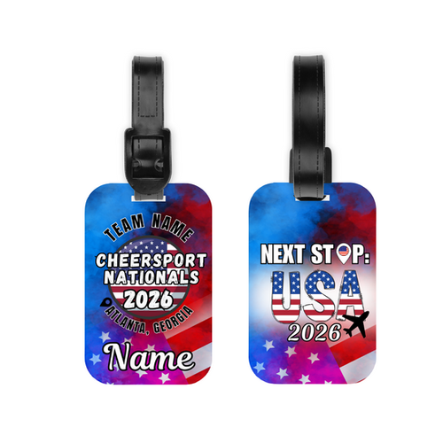 Cheersport Nationals 2026 double sided luggage tag- Next Stop USA ...
