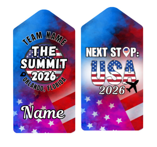 The Summit 2026 sparkly bagtag keyring- USA | Cheerful Badges