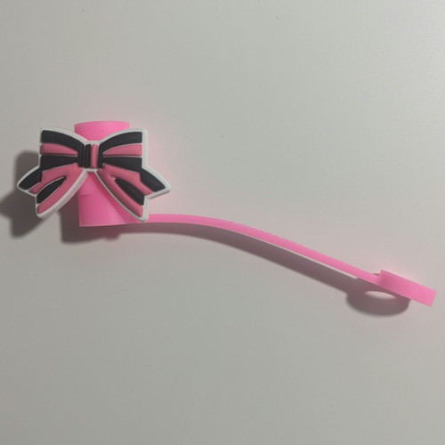 Pink bow straw topper | Cheerful Badges