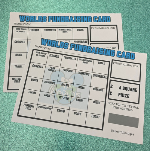 Worlds Fundraising Cards | Cheerful Badges