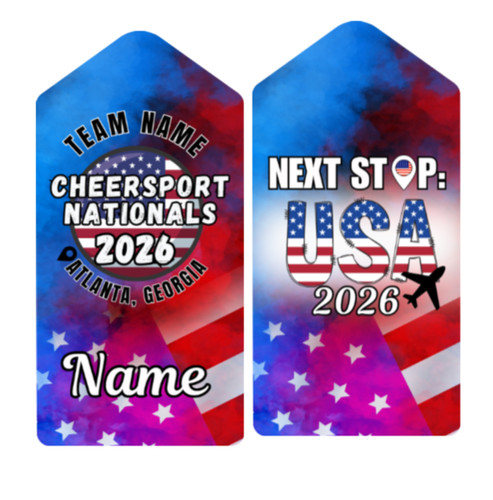 Cheersport 2026 sparkly bagtag keyring- USA | Cheerful Badges