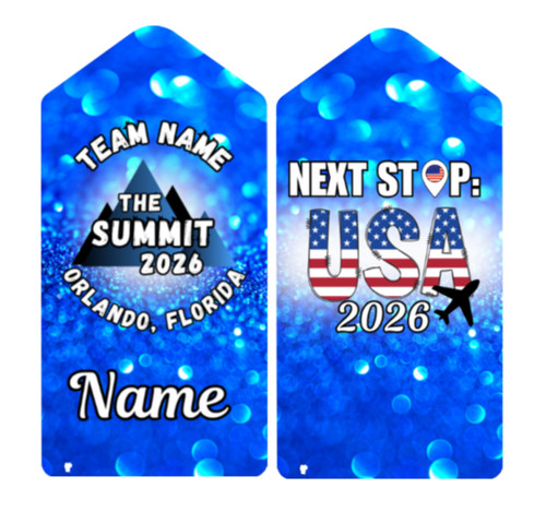 Summit 2026 sparkly bagtag keyring-blue mountain | Cheerful Badges