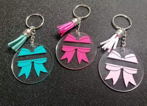 Personalised bow acrylic Keyring | Cheerful Badges