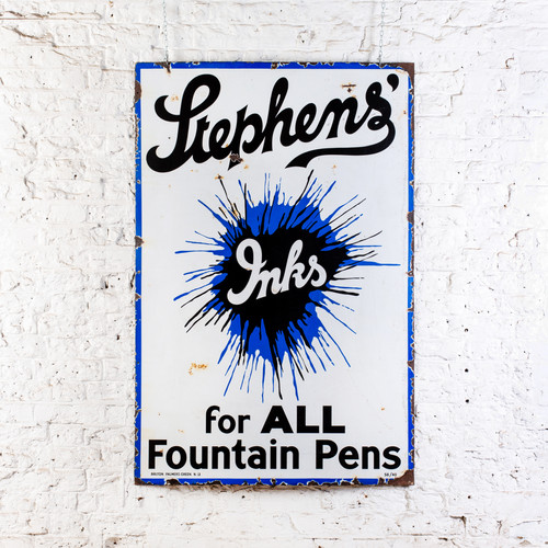 STRIKING, LARGE STEPHENS' INKS ENAMEL SIGN | LJW Antiques