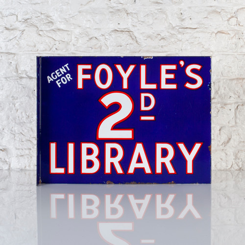 FOYLE'S 2D LIBRARY - ENAMEL FLANGE SIGN | LJW Antiques