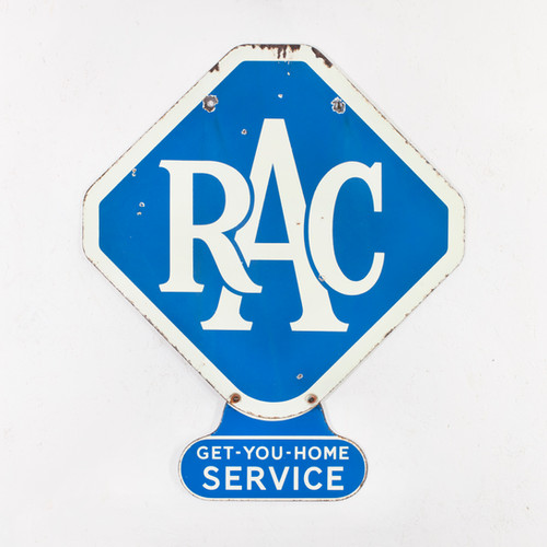 FANTASTIC DOUBLE-SIDED RAC ENAMEL SIGN | LJW Antiques
