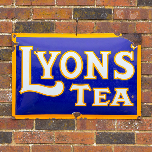 A POT-BELLIED (CONVEX) LYONS' TEA ENAMEL SIGN | LJW Antiques