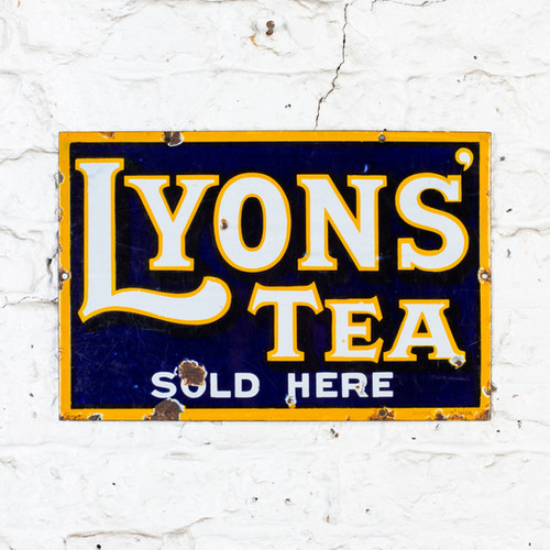 A SMALL, VIBRANT LYONS' TEA ENAMEL SIGN | LJW Antiques