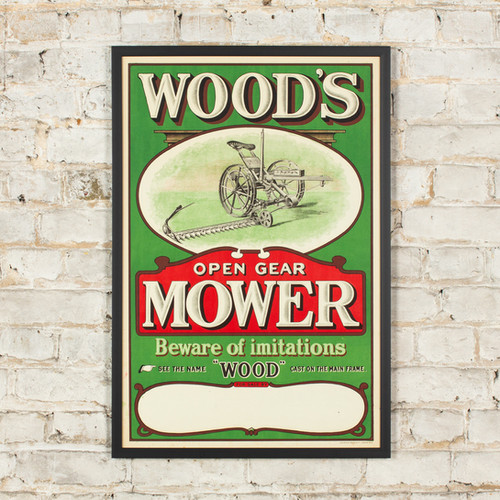 ORIGINAL WOOD'S OPEN GEAR MOWER ADVERTISING POSTER | LJW Antiques
