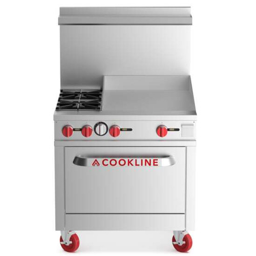 36" Natural Gas 2 Burner Range with 24" Right Side Griddle and Standard ...
