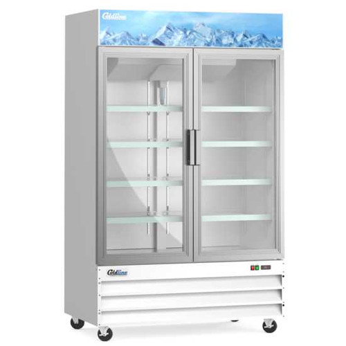 53" Double Glass Swing Door Merchandiser Refrigerator with LED Lighting ...