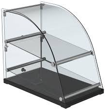 14" Extra Deep Curved Glass Dry Countertop Food Display Case ...