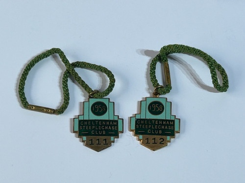 Pair of 1958 Cheltenham Steeplechase Club Horse Racing Badges ...