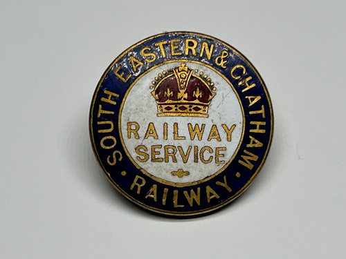Numbered WW1 South Eastern & Chatham Railway Service Badge ...