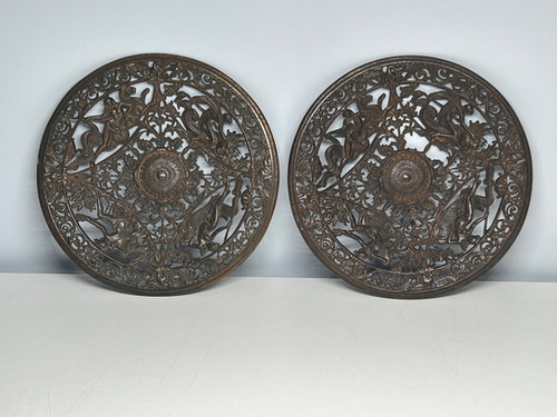 Pair of Antique Coalbrookdale Pierced Cast Iron Plates | TheTreasureTrench