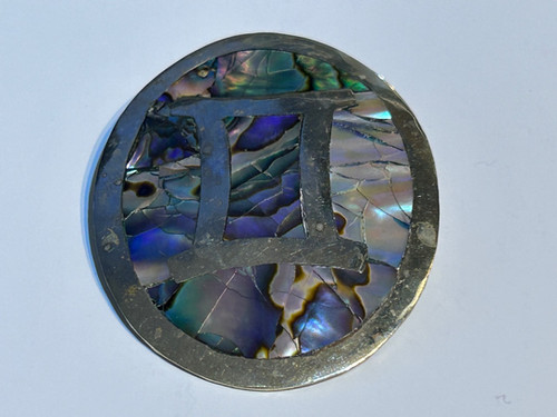 Large Vintage Mexican Alpaca Abalone Shell Inlaid Brooch ...